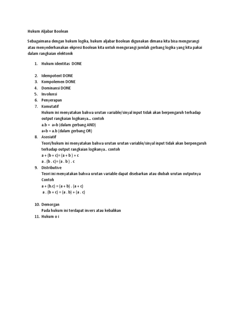 Hukum Aljabar Boolean | PDF