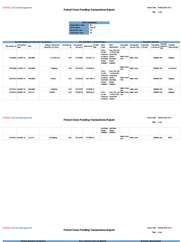 ExampleOutput Period Close Pending Transaction | PDF | Data Type ...