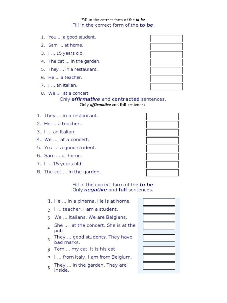 Fill in The Correct Form of The To Be | PDF | Language Families ...