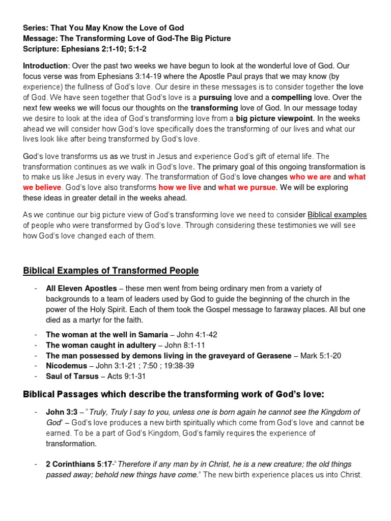 2-21-2016 PDF Sermon Outline-The Transforming Love of God - The Big ...