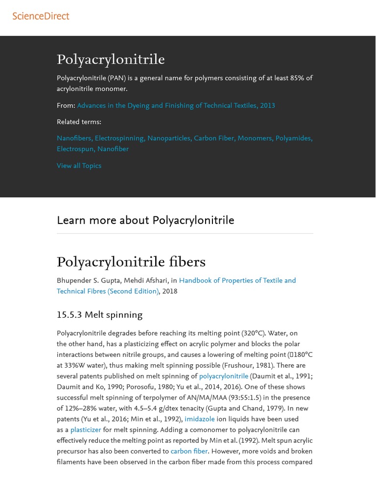 Poly Acrylonitrile | PDF | Polymers | Adsorption