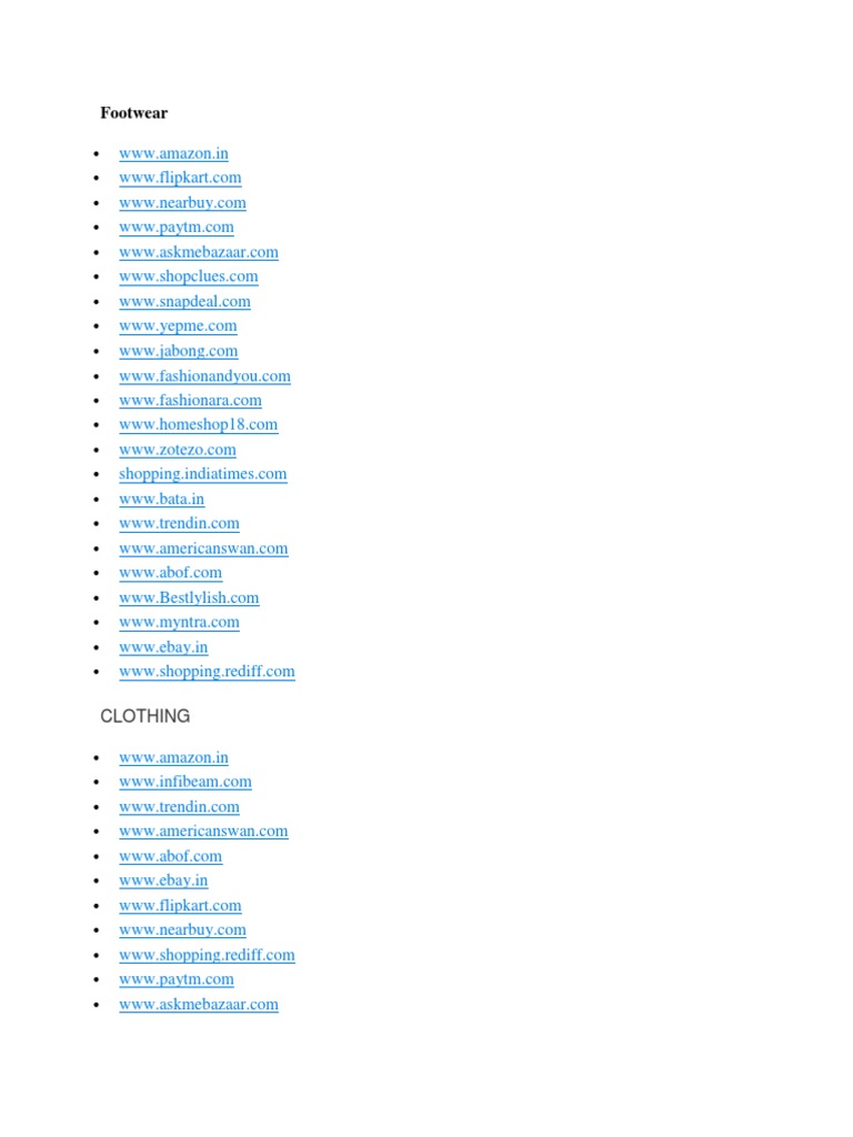 E Commerce List | Download Free PDF | Manufactured Goods | Computer ...