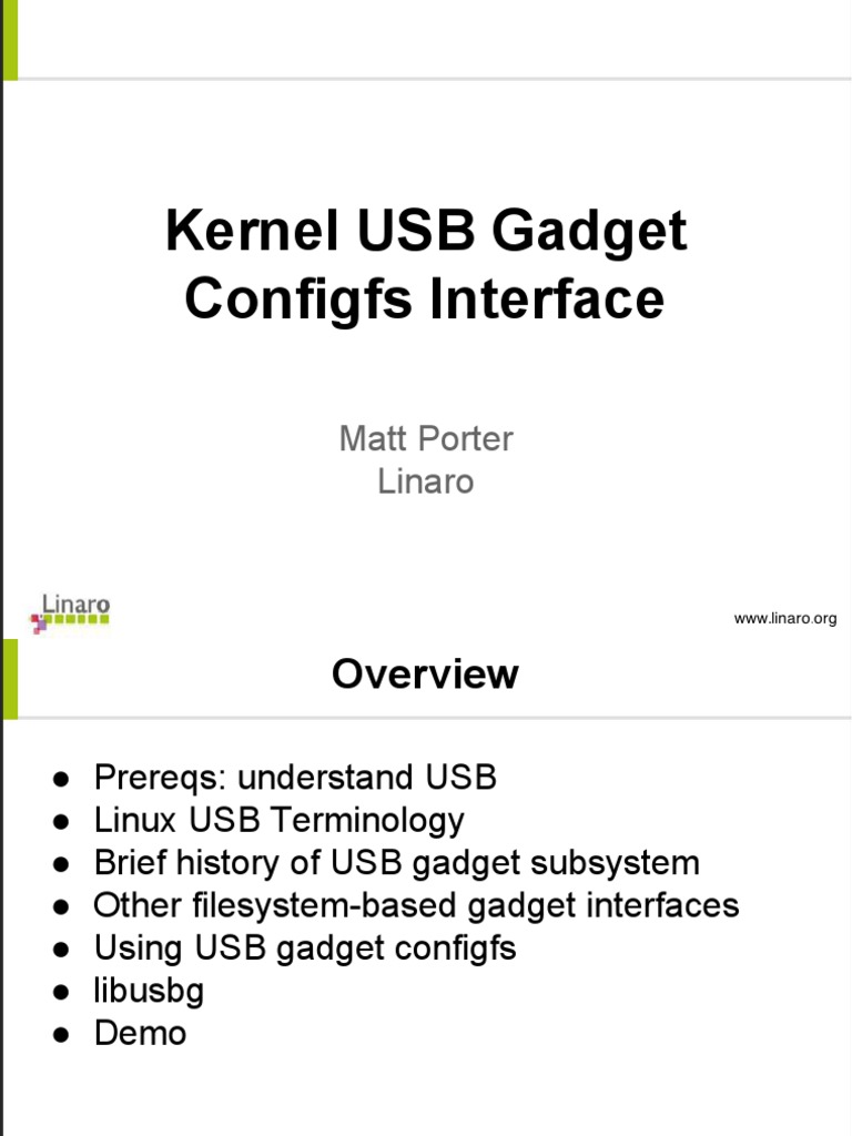 USB Gadget Configfs API - 0 | PDF | Device Driver | Usb