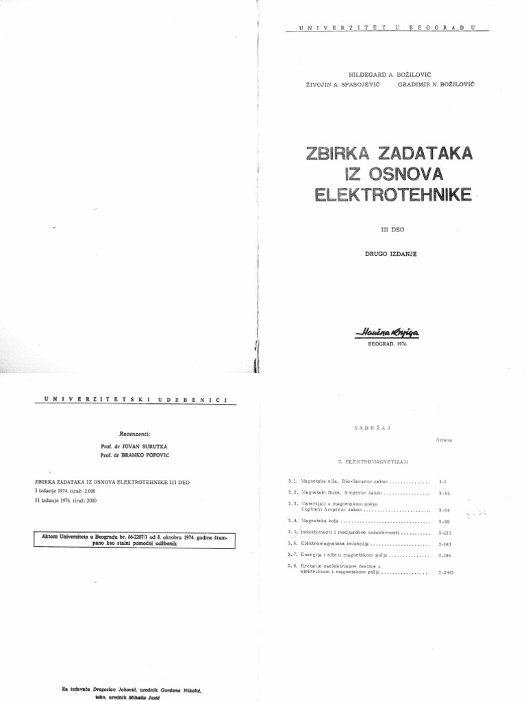 H Bozilovic G Bozilovic B Notaros Zbirka Resenih Ispitnih Zadataka Iz OET 2 Elektromagnetizam ...
