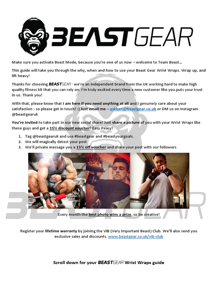 Beast Gear Wrist Wraps Guide | PDF | Weight Training | Sports