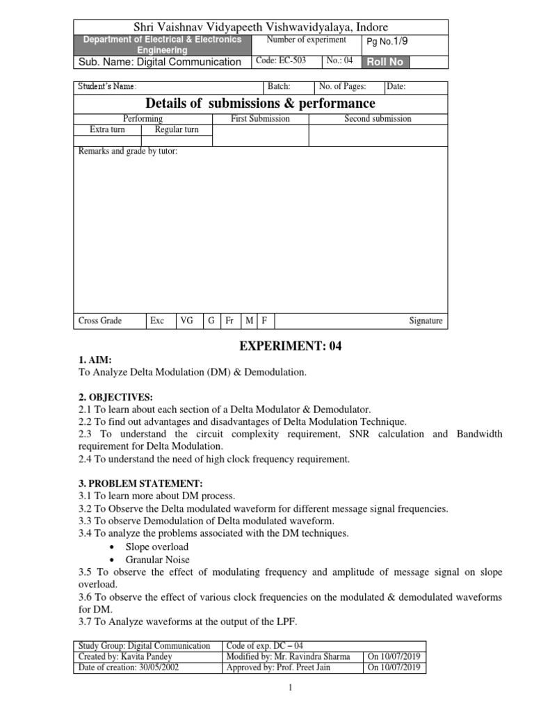 Delta Modulation Pdf Modulation Sampling Signal Processing