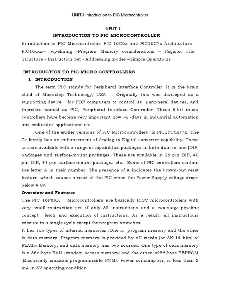 Unit 1&2 | PDF | Microcontroller | Central Processing Unit