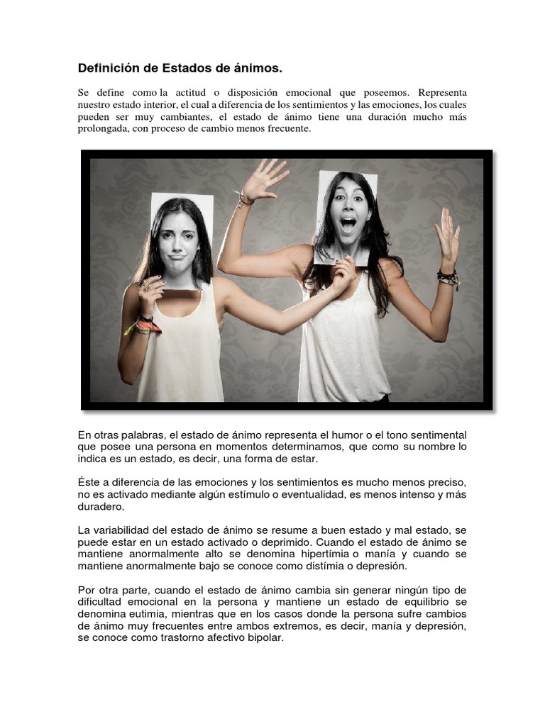 Estados de Ánimo: Definición y Tipos | PDF | Estado de ánimo ...