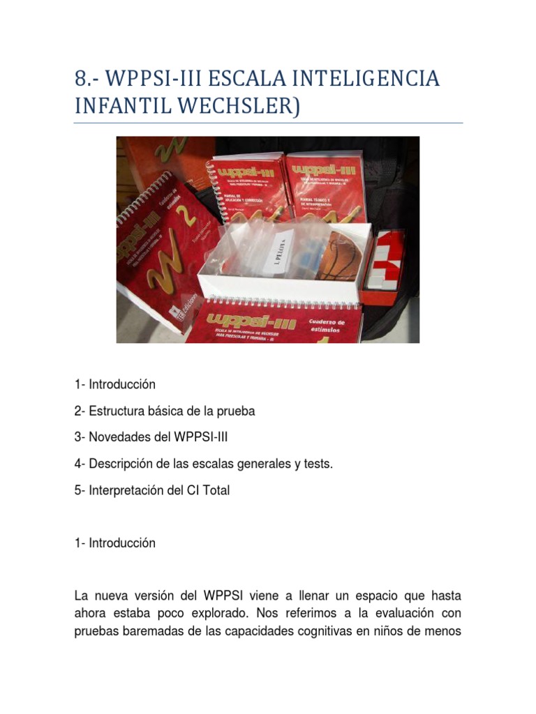 Wppsi-Iii Escala Inteligencia Infantil Wechsler) | PDF | Cociente de ...