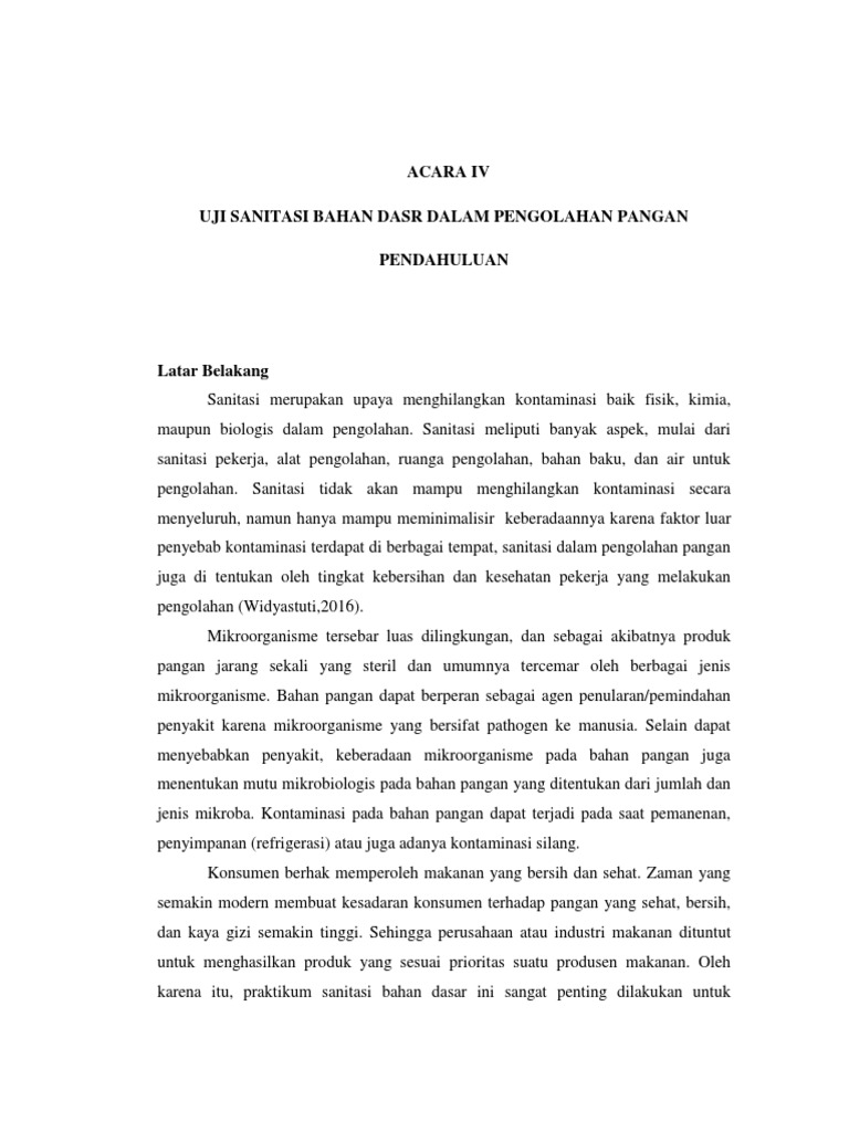 Acara 4 Sanitasi Revisi 1 | PDF | Sains & Matematika
