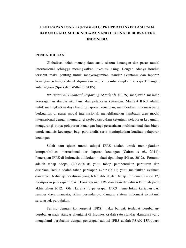 Penerapan Psak 13 Mengenai Properti Investasi | PDF
