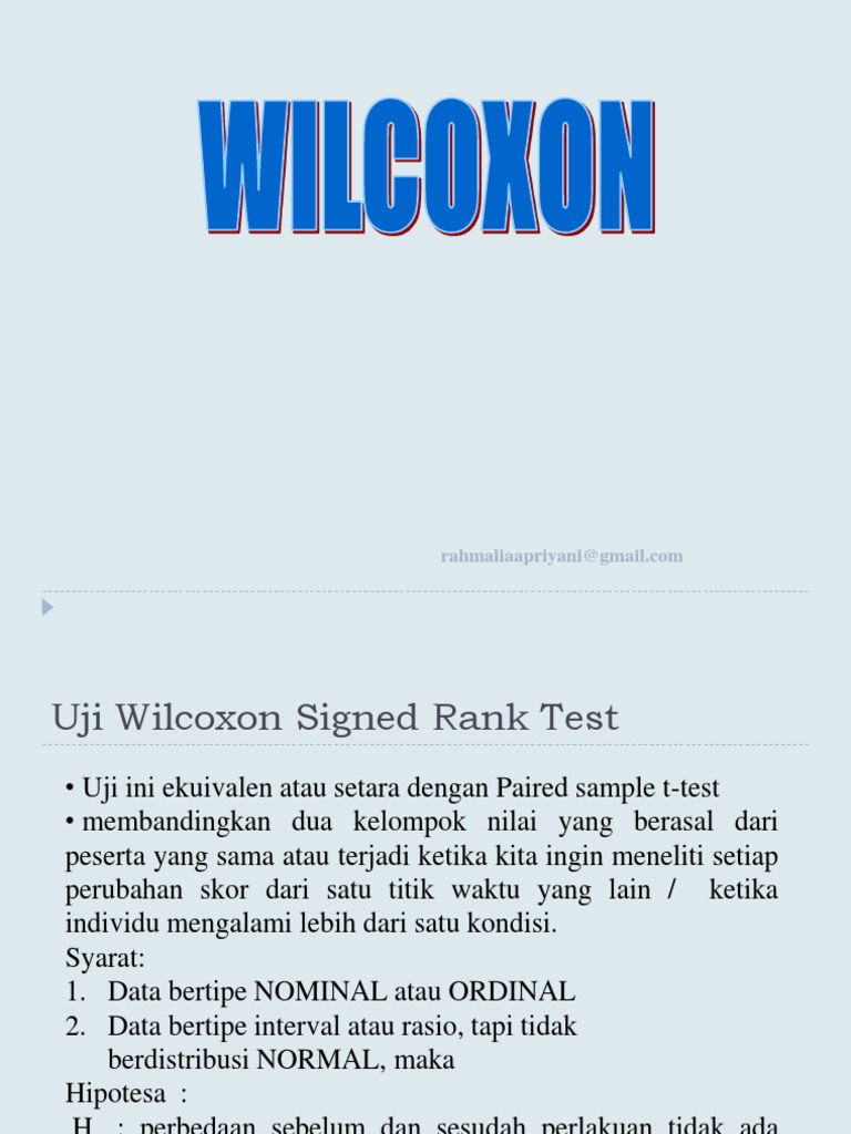 Uji Wilcoxon Signed Rank Test dan Contoh | PDF
