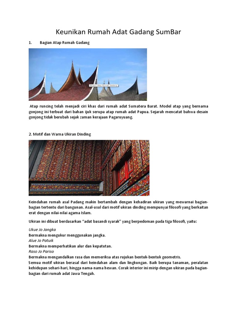 Keunikan Rumah Adat Gadang SumBar | PDF