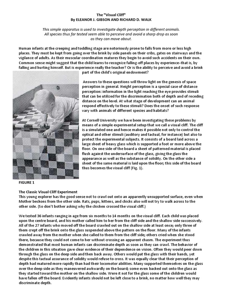 Visual Cliff Experiment Insights | PDF | Neuropsychological Assessment ...