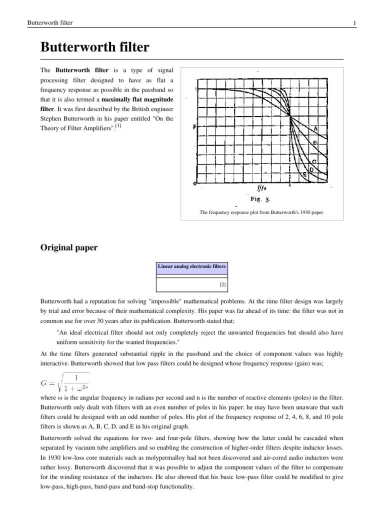 Butter Worth Filter | Electronic Filter | Control Theory