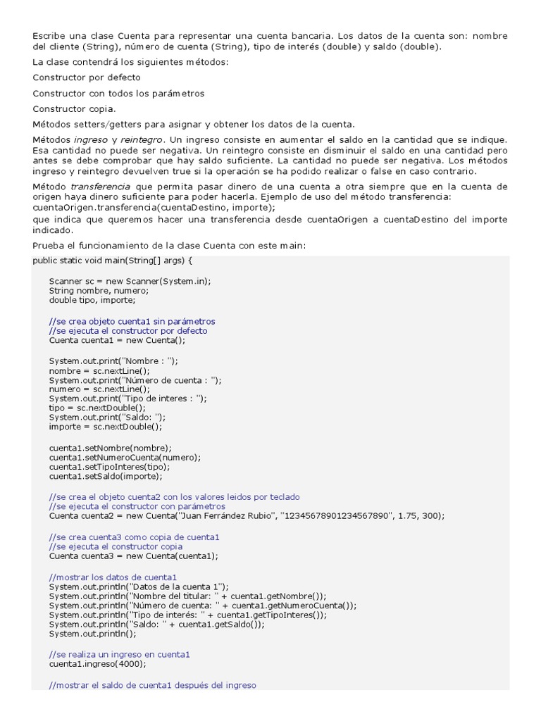 Ejercicios de POO | PDF | Ingeniería de software | Áreas de informática