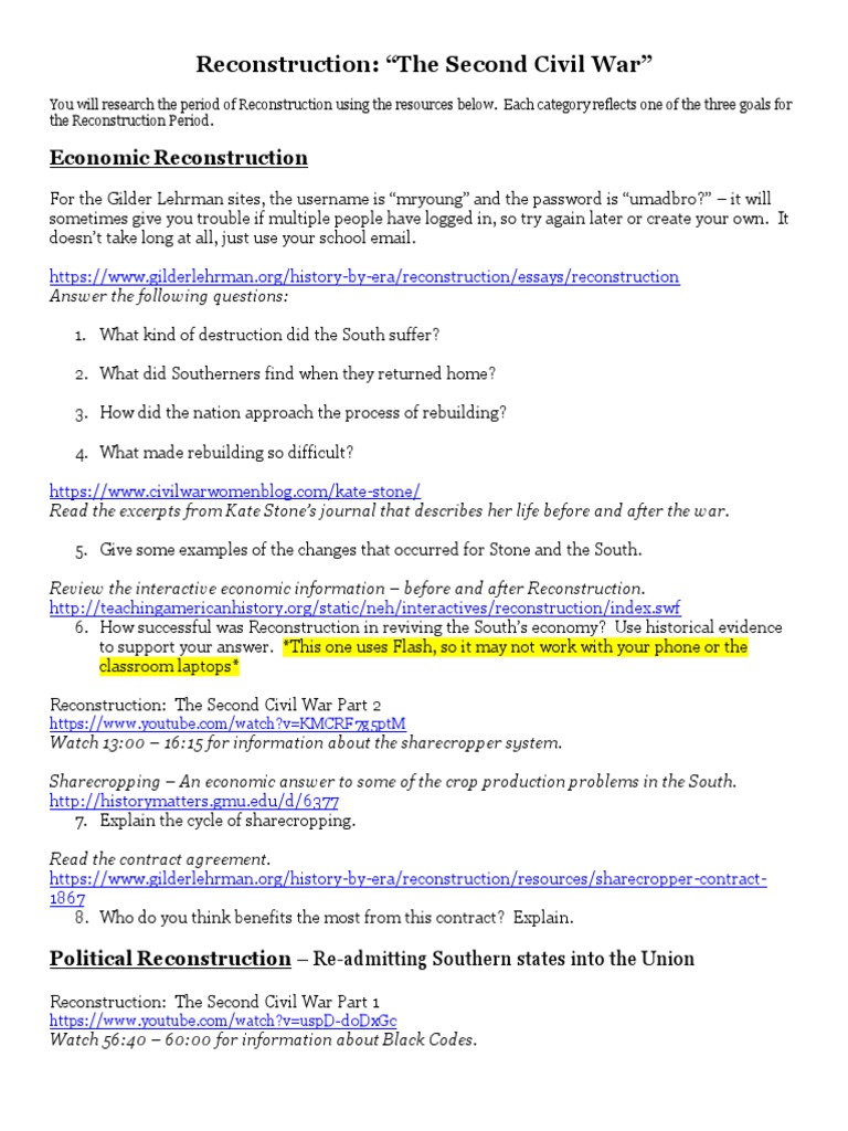 Reconstruction Goals and Challenges | PDF | Reconstruction Era | Freedman