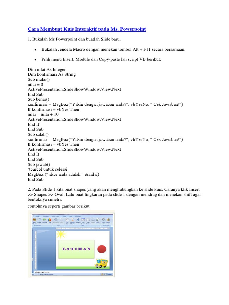 Cara Membuat Kuis Interaktif Pada MS PowerPoint | PDF