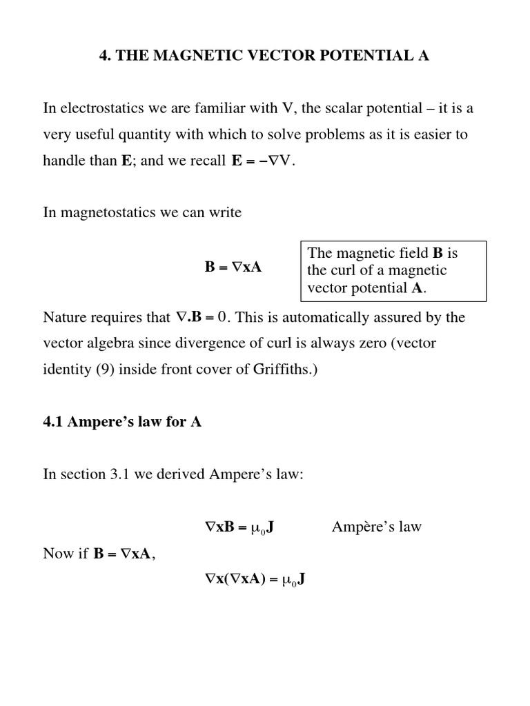 Magnetic Vector Potential PDF | PDF | Multivariable Calculus ...