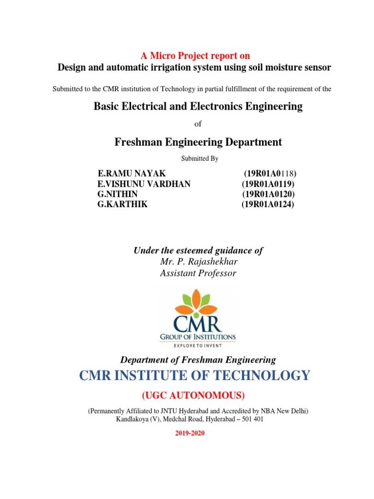 Automatic Irrigation System With Soil Moisture | PDF | Resistor | Relay
