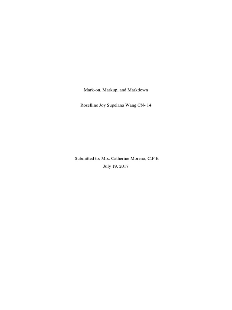 Mark-On, Markup, and Markdown | PDF | Prices | Microeconomics