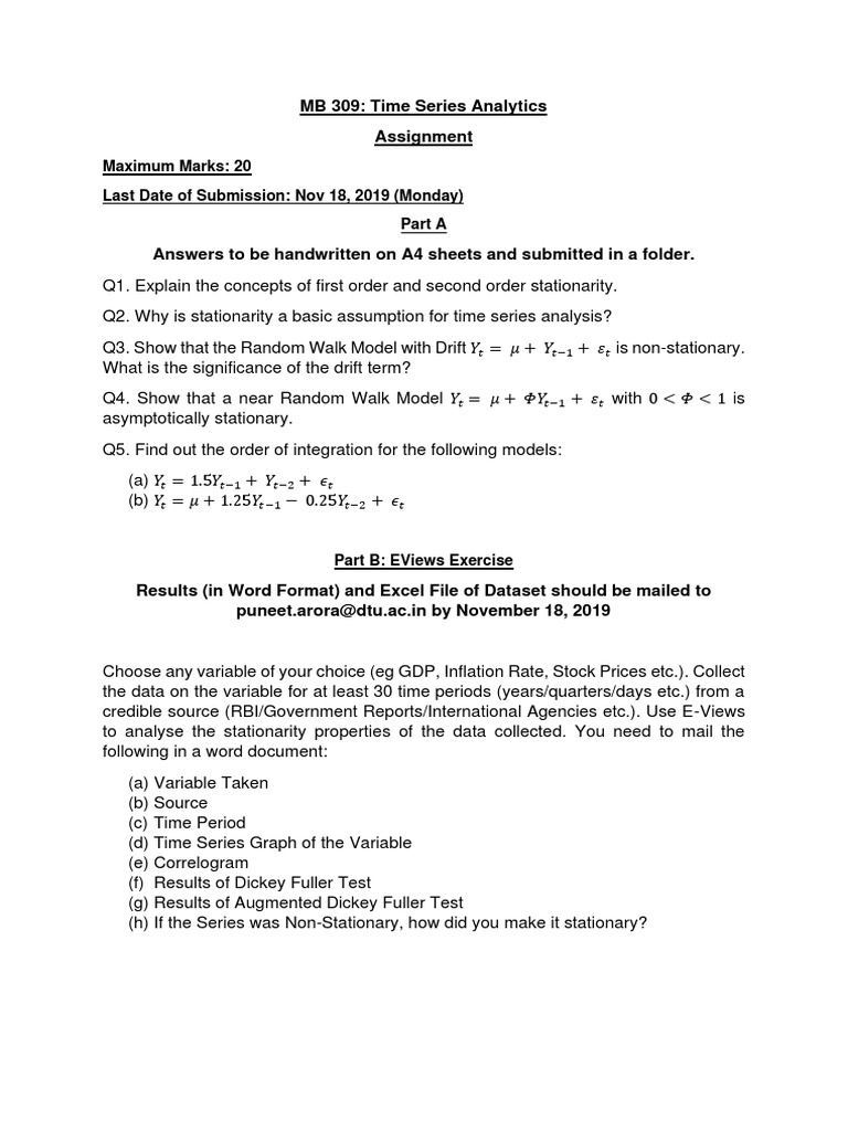 Time Series Analytics Assignment MB 309 | PDF | Technology & Engineering