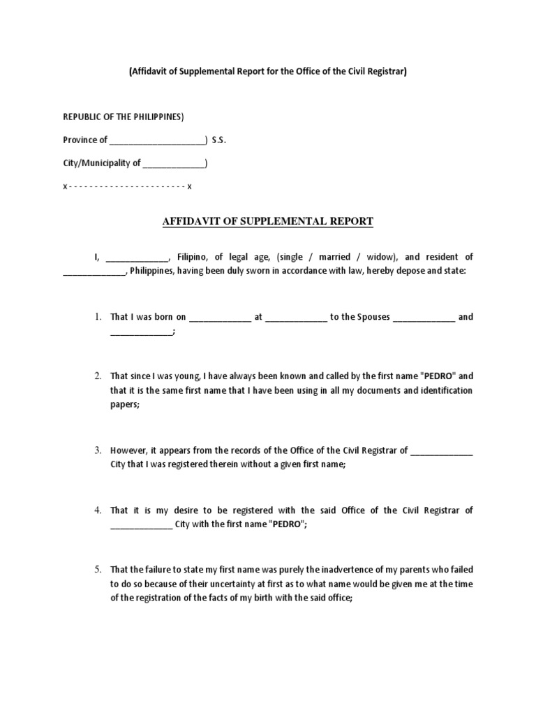 Affidavit for Name Correction in Birth Records | PDF | Law