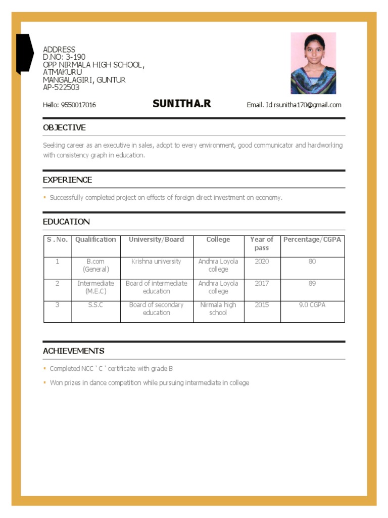 Seeking a Career as an Executive in Sales: Resume Highlighting ...