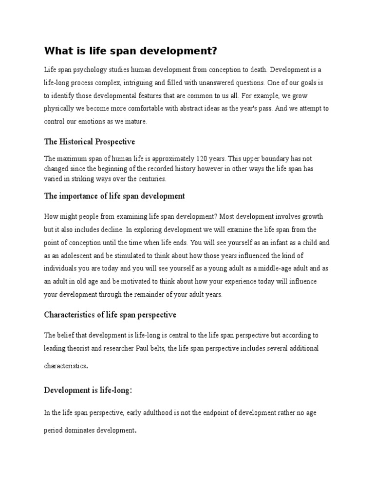 Life Span Development | PDF | Developmental Psychology | Early Childhood