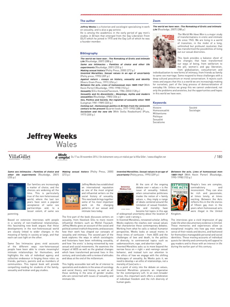 Biography of Jeffrey Weeks | PDF | Homosexuality | Intimate Relationships