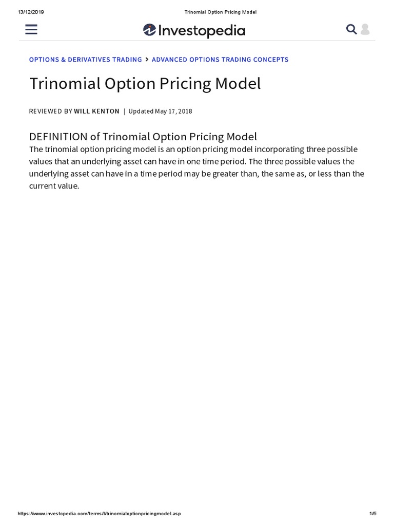 Trinomial Option Pricing Model | PDF | Black–Scholes Model | Option ...