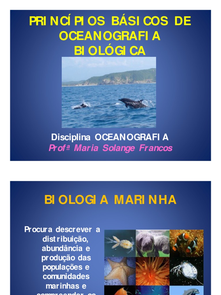 Uninove Oceanografia - Aula Princípios Básicos Oceanografia Biológica ...