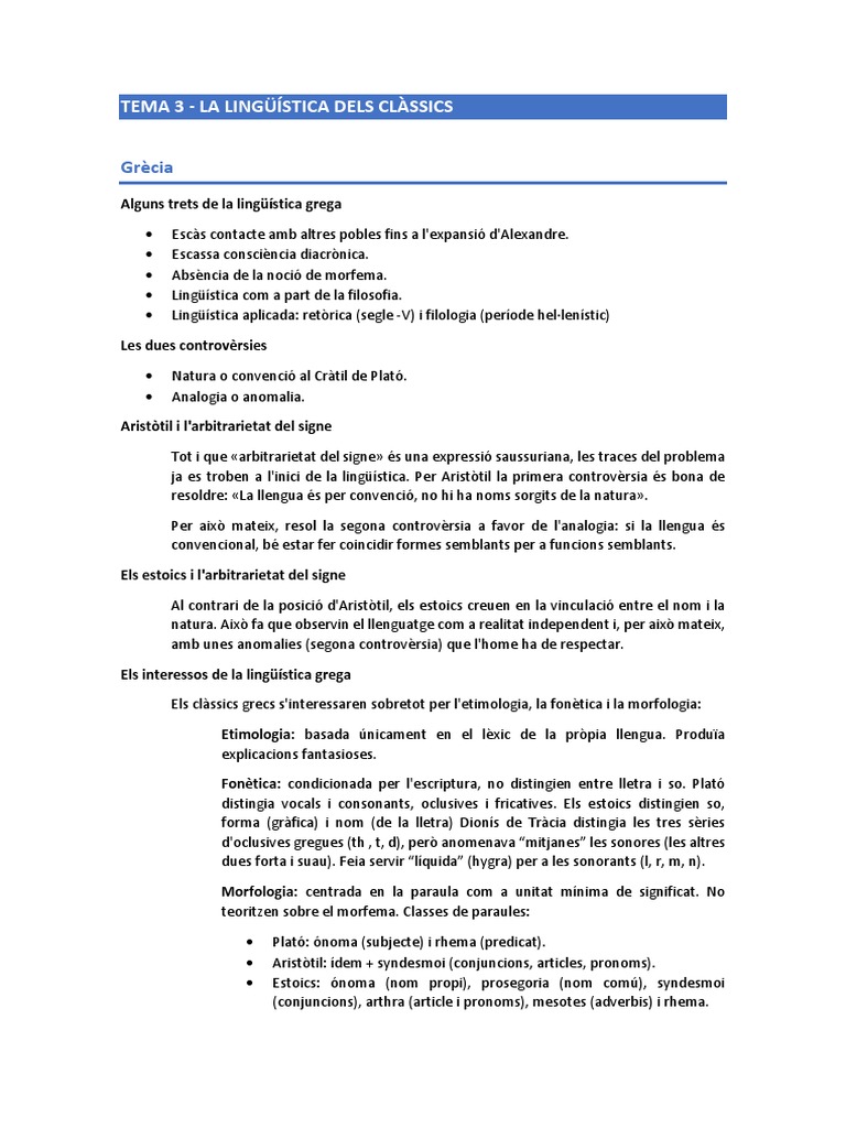 Apunts Tema 3 - Lingüística UIB | PDF