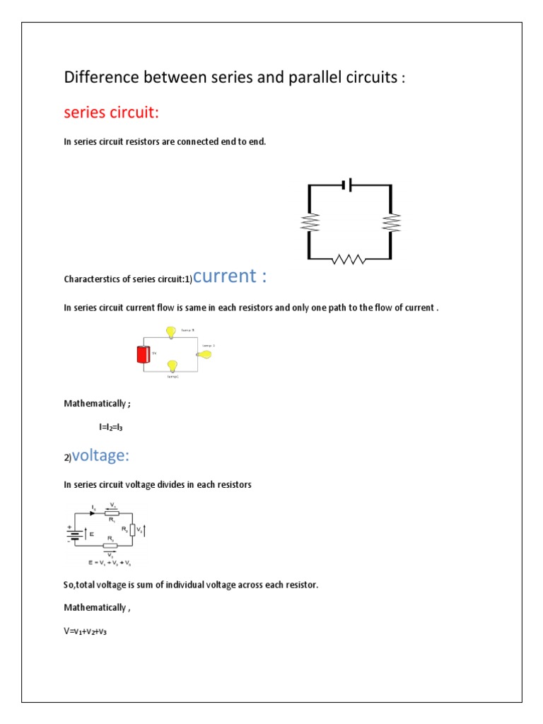 Difference Between Series and Parallel Circuits - Docxtyyuuio | PDF ...