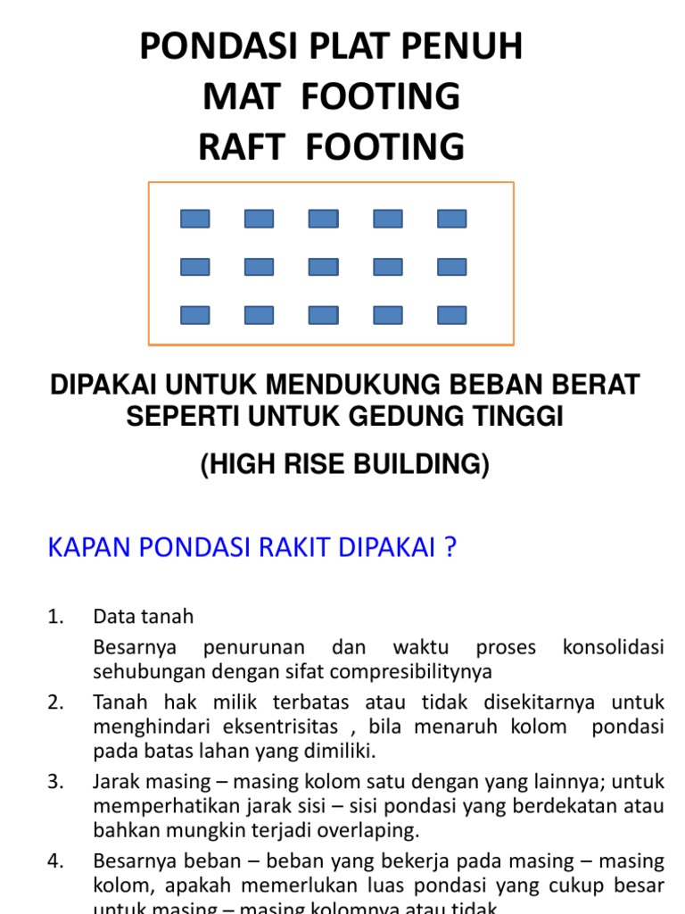 Bab 7 Pondasi Pelat, Mat, Raf | PDF