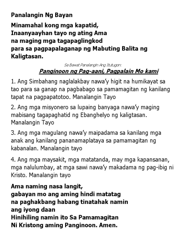 Panalangin NG Bayan | PDF