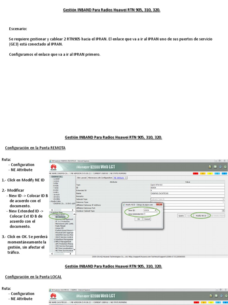 Procedimiento INBAND Huawei RTN 905, 310, 320 | PDF | Redes ...