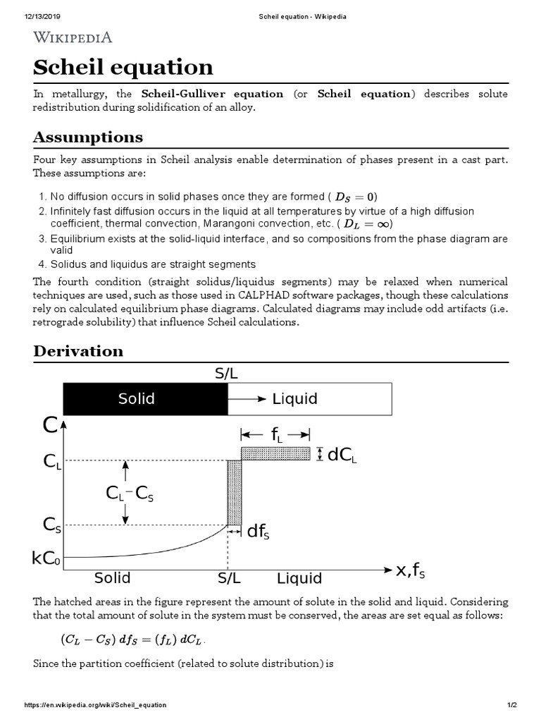 Scheil Equation | PDF | Phase (Matter) | Continuum Mechanics