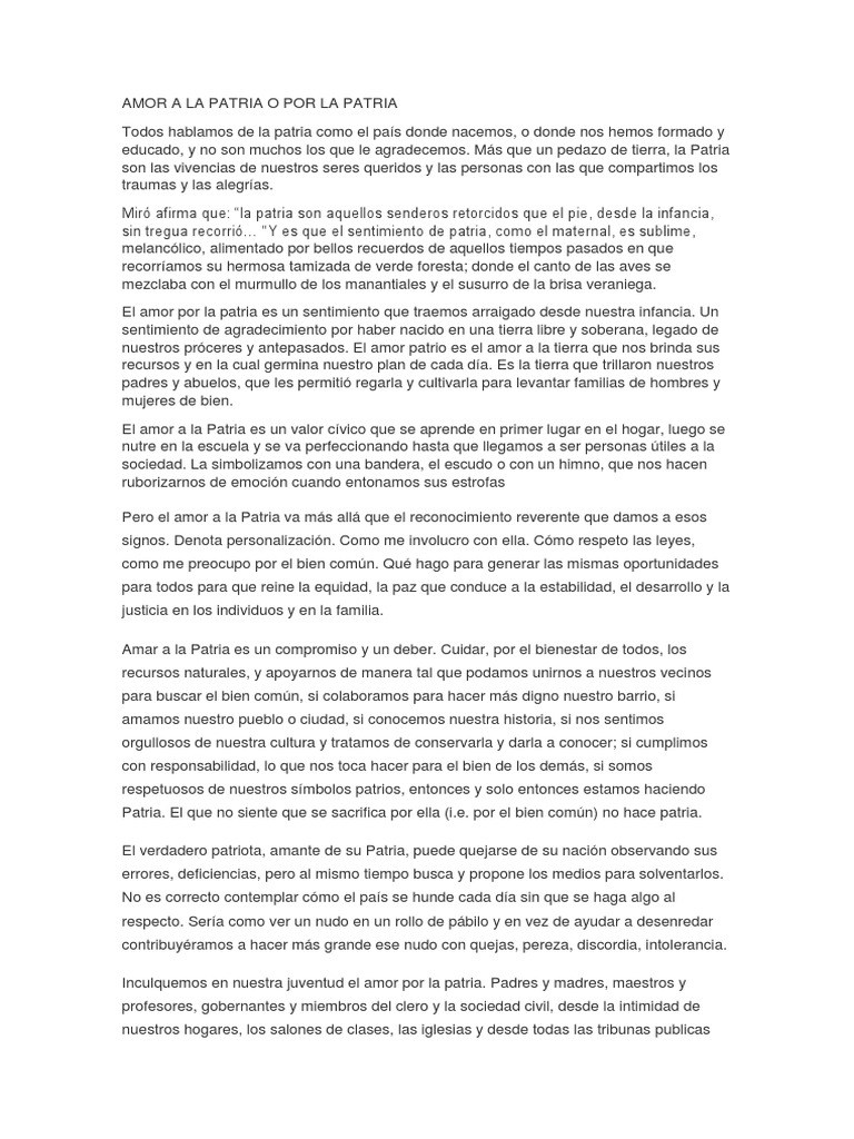 Amor A La Patria o Por La Patria | PDF | Familia | María, madre de Jesús