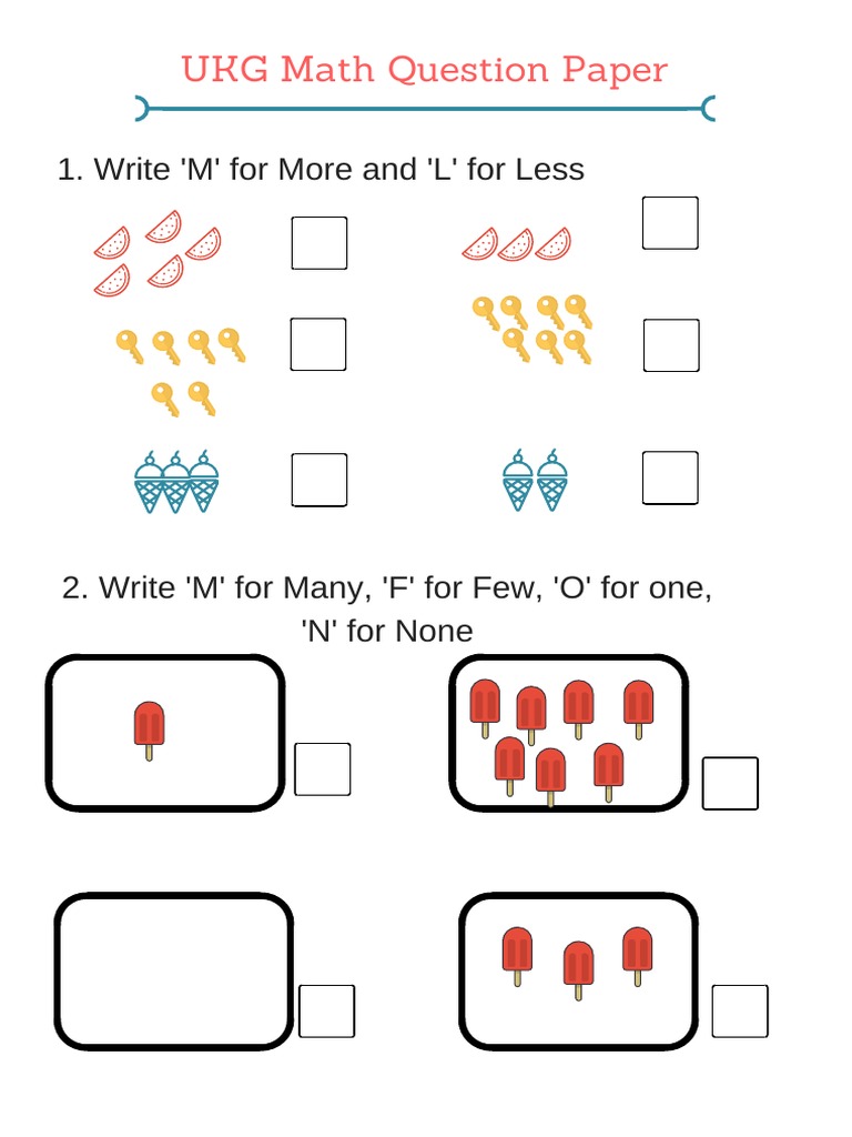 UKG Math Question Paper PDF | PDF