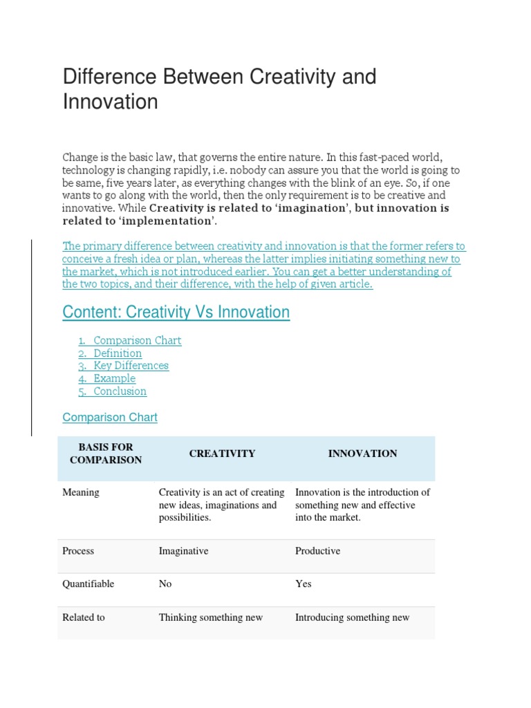 Difference Between Creativity and Innovation | PDF | Innovation | Nokia