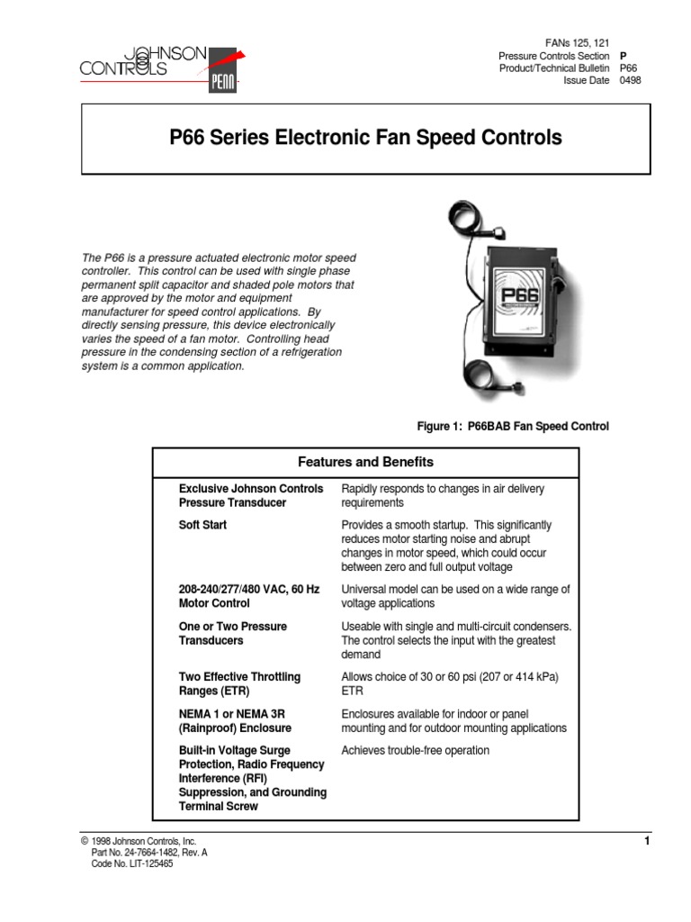 P66 Series Electronic Fan Speed Controls | PDF | Electric Motor ...
