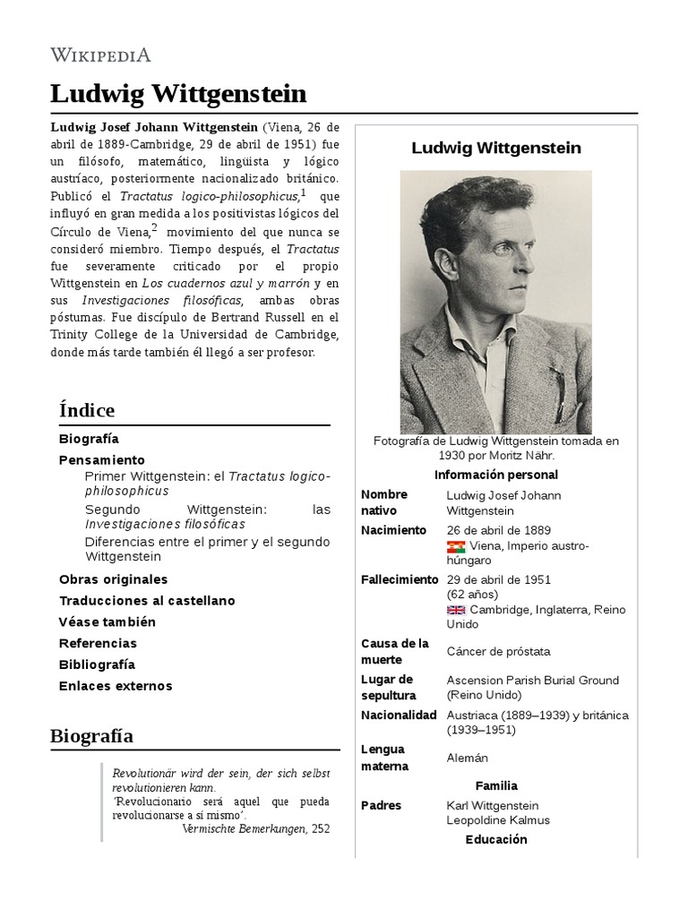 Ludwig Wittgenstein Pdf Ludwig Wittgenstein Lógica