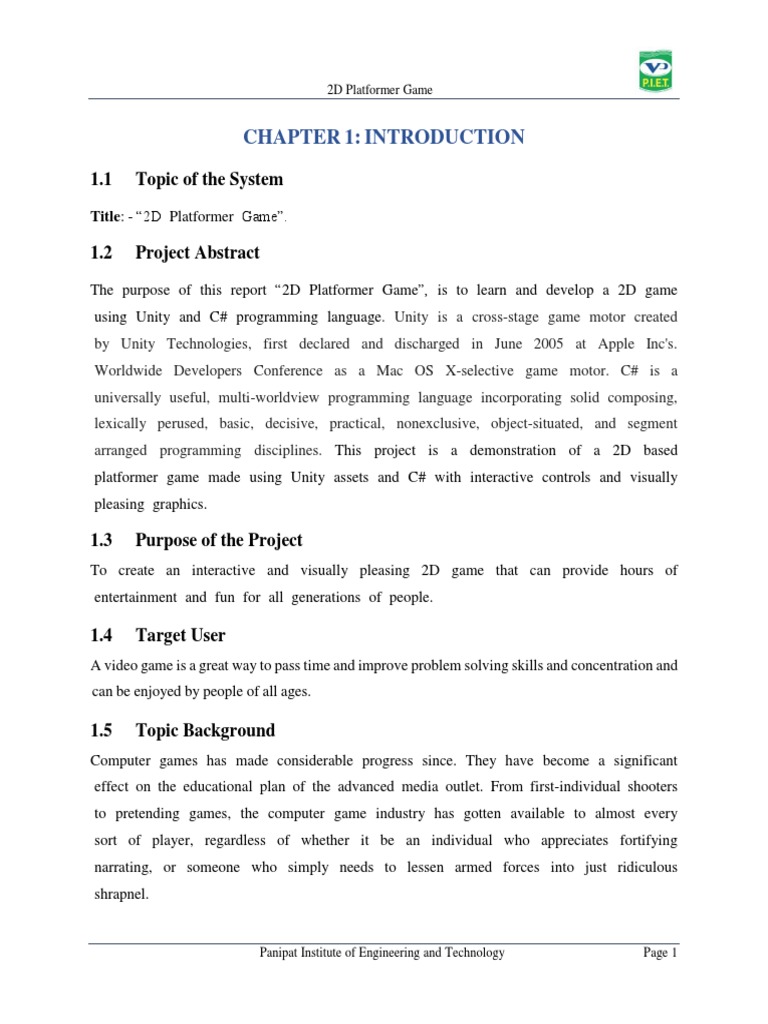 6 2D Platformer Report PDF | PDF | Computer Engineering | Computer Science