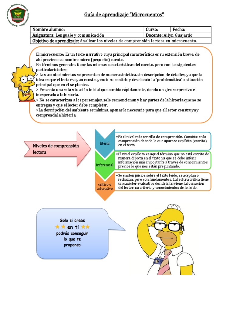 Características del Microcuento | PDF | Comprensión lectora