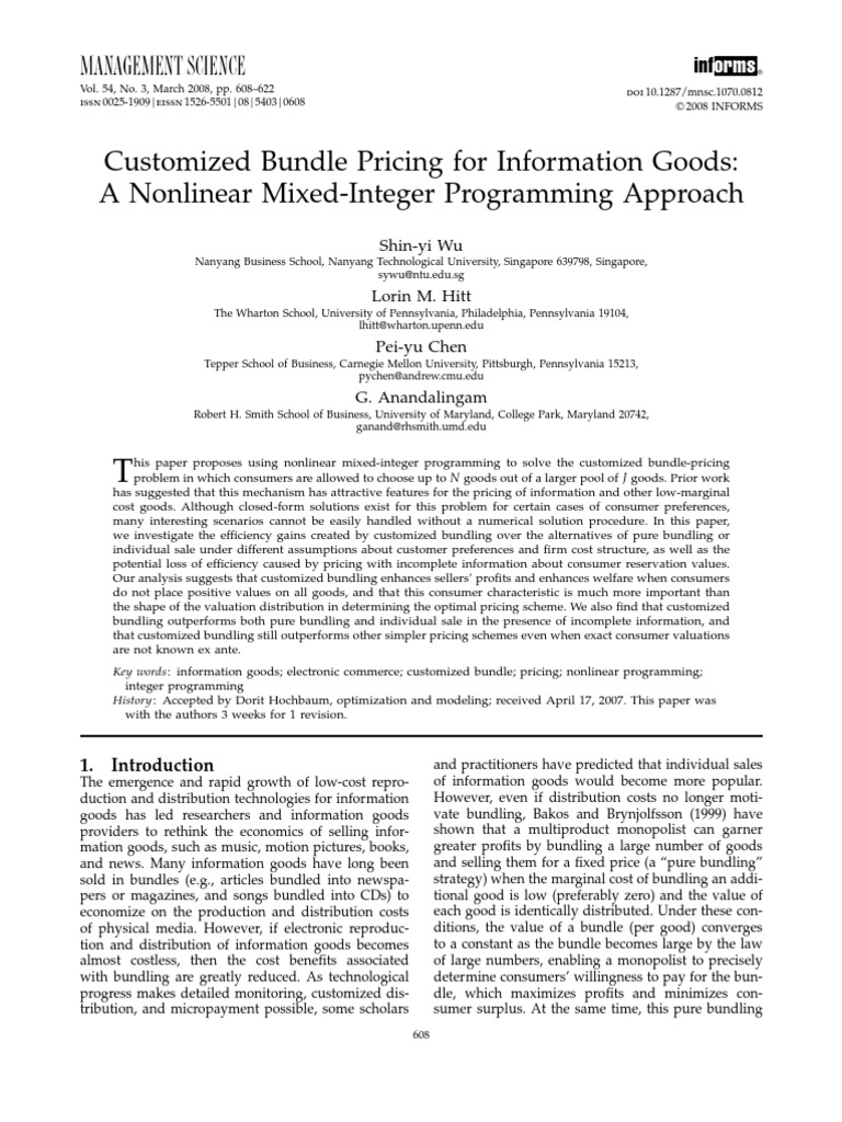 Bundling Price Strategy | PDF | Pricing | Mathematical Optimization