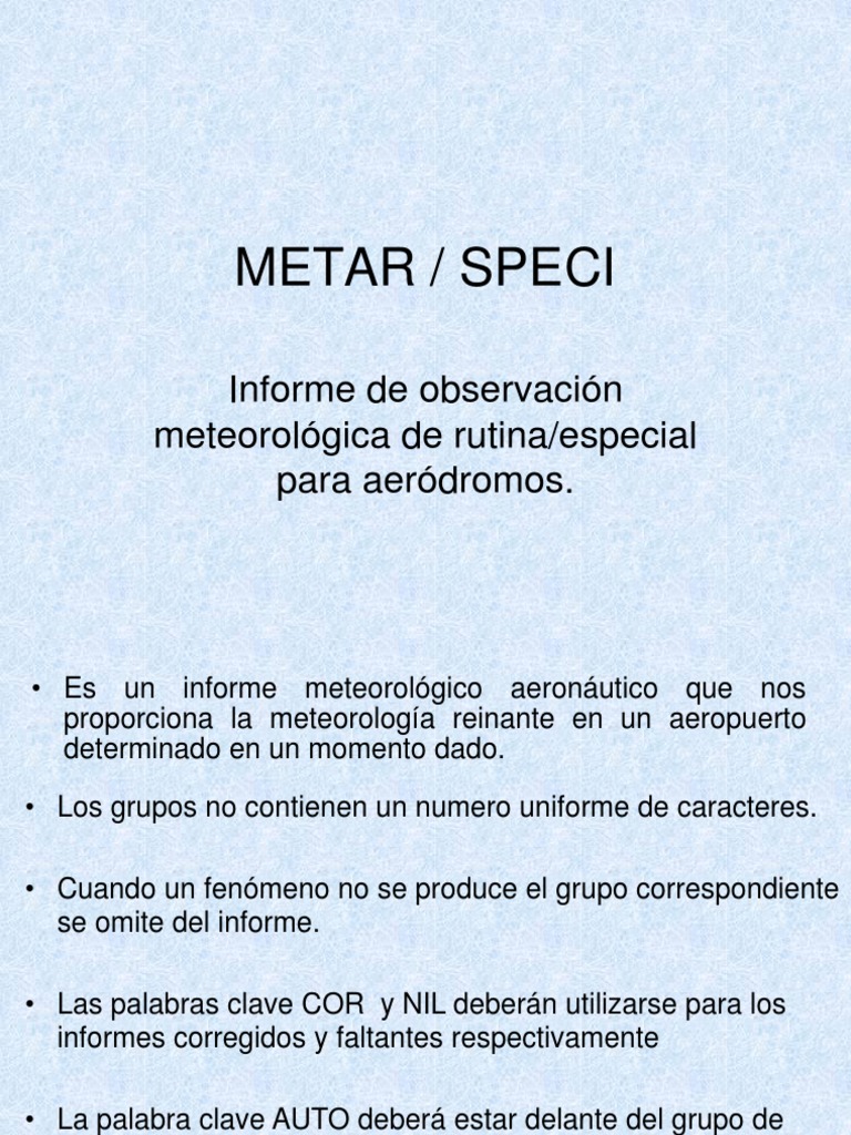 Informe METAR para Aeródromos | PDF | Herida | Meteorología