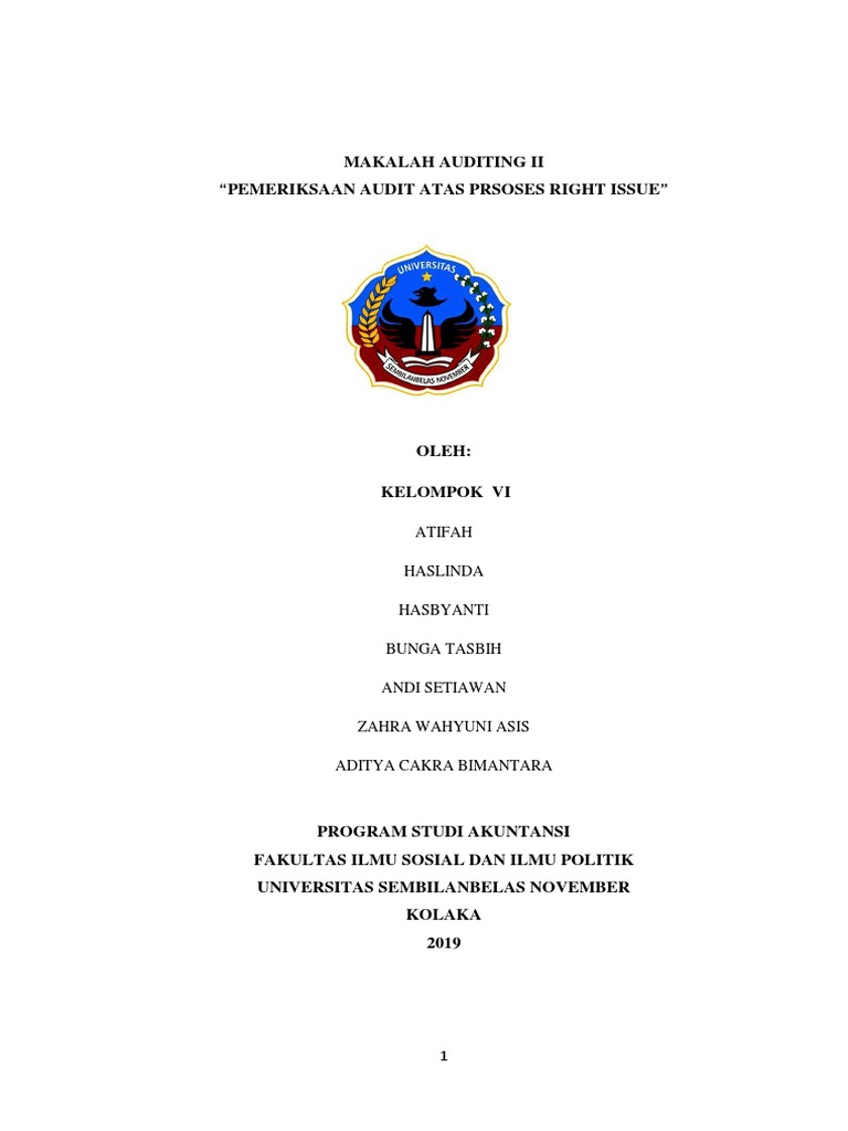 Kelompok 6 AUDIT - ATAS - PROSES - RIGHT - ISSUE | PDF | Bisnis ...