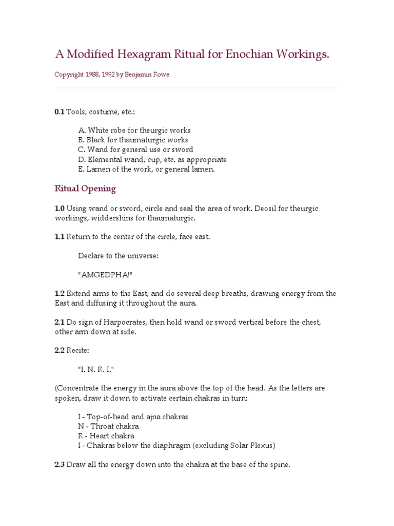 A Modified Hexagram Ritual For Enochian Workings | PDF | Astrological ...