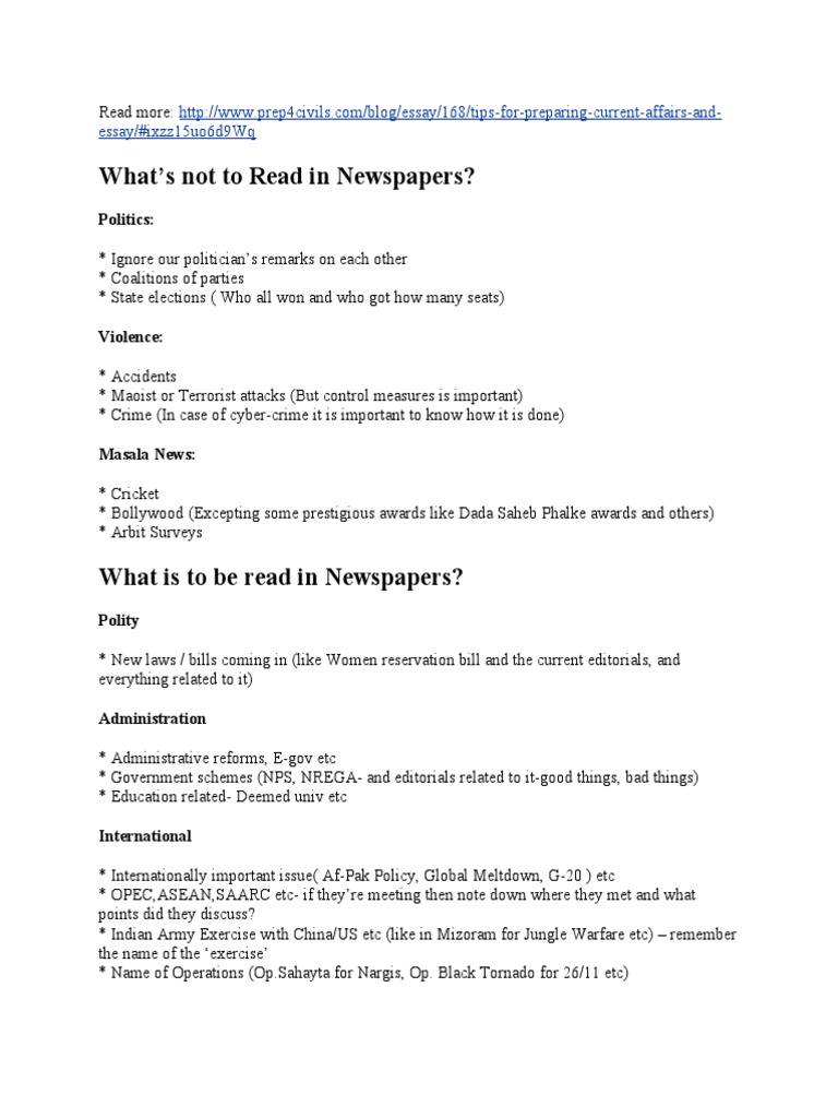 How To Read Newspaper | PDF | Essays